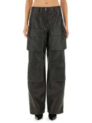 MSGM Faux-leather Cargo Pants - Black