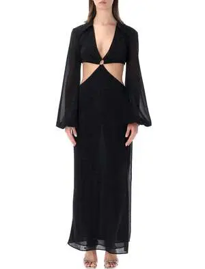 Oseree Lumière Cut-out Lurex Maxi Dress - Black
