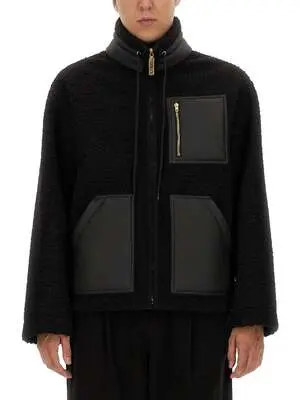 Moschino Fleece Jacket With Zip Detail - Black
