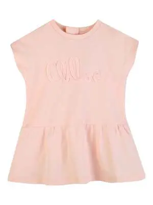 Chloé Embroidered Logo Mini Dress - Pink