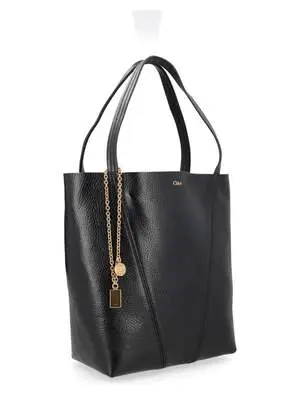 Chloé Pebbled Leather Tote Bag - Black