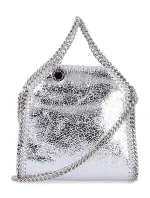 Stella McCartney Mini Faux Leather Handbag With Chain Trim - Silver