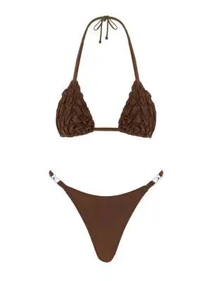 SELIA RICHWOOD Ruching" Bikini Set - Brown