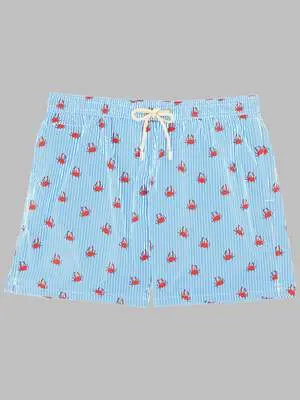 MC2 SAINT BARTH Crab Print Striped Swim Shorts - Multicolour