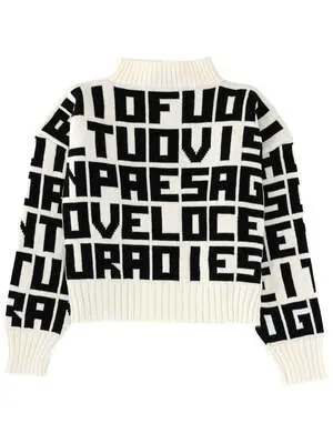 MSGM Graphic Jacquard Mock Neck Sweater