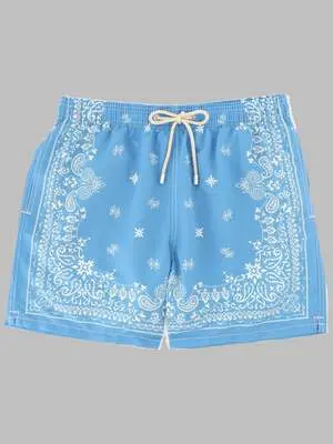 MC2 SAINT BARTH Mini Swimwear" Paisley Print Drawstring Shorts - Azure
