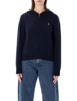 SPORTY & RICH Knitted Zipped Hoodie - Blue