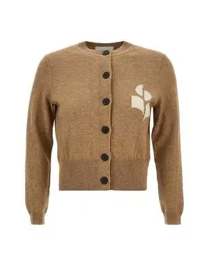 MARANT ETOILE R" Logo Knit Cardigan - Camel