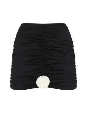 LA REVECHE Lillibet Ruched Mini Skirt With Embellishment - Black