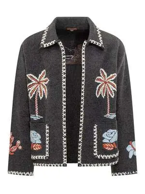 Alanui Embroidered Knit Jacket - Charcol Multicolor