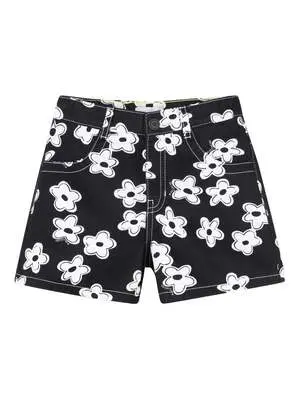 Marc Jacobs Floral Print Shorts With Contrast Stitching - Black