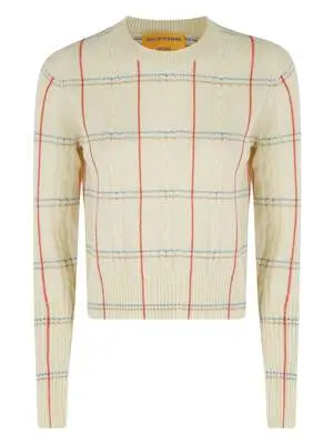 Guest In Residence Cream Cable Knit Plaid Sweater