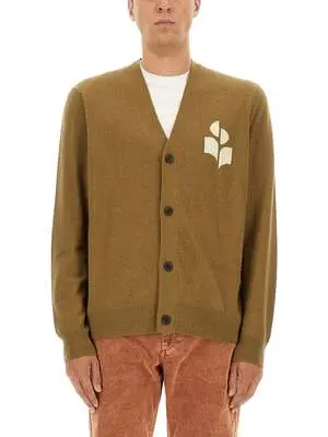 MARANT Logo Intarsia-knit V-neck Cardigan - Brown