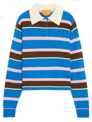 Guest In Residence Mini Front Button Sweater With Ribbed Cuffs Size - Multicolour