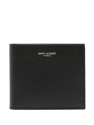 Saint Laurent East/west Wallet In Grain De Poudre Leather - Black