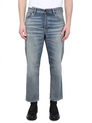 PT TORINO Whiskering Effect Straight Leg Jeans - Blue