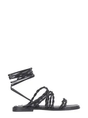 STUART WEITZMAN Mini Calypso Flat Sandals With Slave Laces - Black