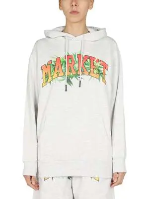 MARKET Logo Print Hooded Sweatshirt - Grey