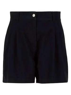 Barbour Classic Cotton Pleated Mini Shorts - Navy