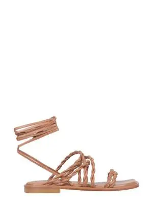 STUART WEITZMAN Elegant Calypso Sandals With Lace Detail - Beige