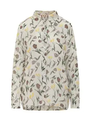 Marni Silk Button-up Shirt Fw25 Collection - Multicolore