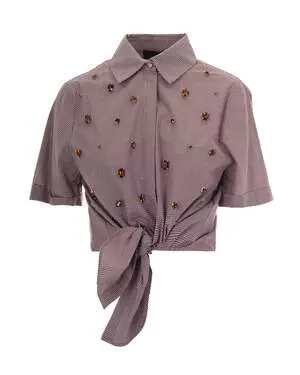 Liu Jo Embellished Checked Shirt - Choco Square