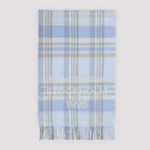 Acne Studios Check Logo Scarf Wide - Blue