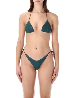 Oseree Lumière 80s Lurex Bikini - Peacock
