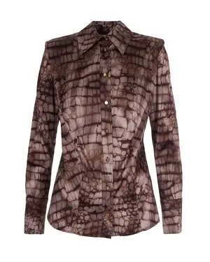 Elisabetta Franchi Printed Shirt With Classic Collar - Cacao