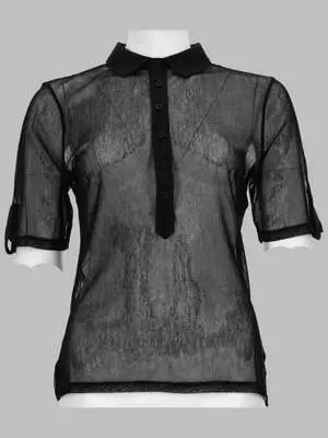 Paloma Wool Sheer Mesh Polo Shirt - Black
