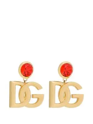 Dolce & Gabbana Brass And Glass Dg Logo Earrings - Oro