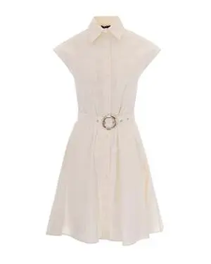 Liu Jo Sleeveless Belted Shirt Dress - Yogurt