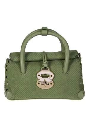 ZANELLATO Dotta Baby Bag In Hammered Leather - Verde