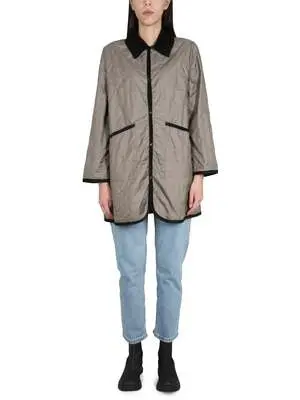 LAVENHAM Quilted Velvet Trim Jacket - Dove