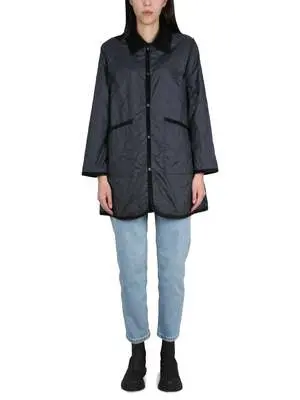LAVENHAM Quilted Velvet Contrast Jacket - Black