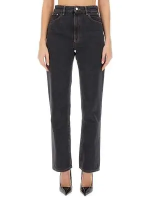 Gcds Rhinestone Embellished Straight Leg Jeans - Black
