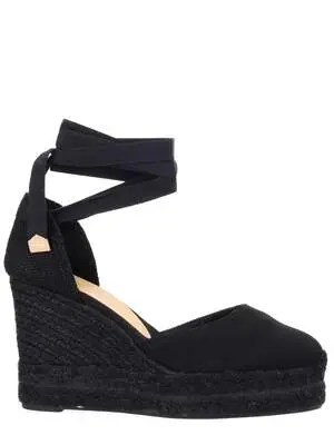 CastaÑer Espadrille High Heel Sandals With Tie Fastening - Black