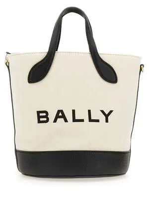 Bally Logo Print Bucket Bag - Powder