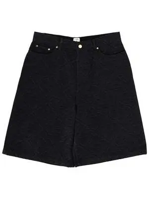Casablanca Laser Monogram Denim Shorts - Black