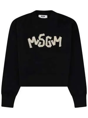 MSGM Cropped Logo Sweatshirt - Black