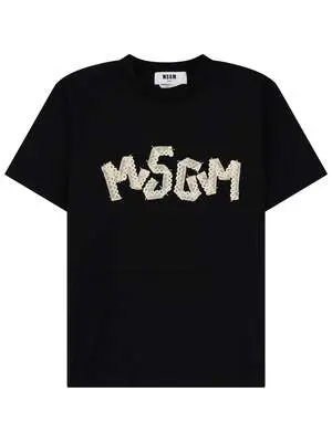 MSGM Graphic Logo Cotton T-shirt - Black