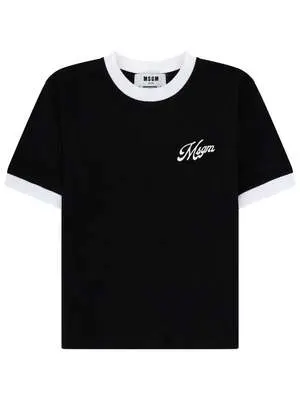 MSGM Logo-trim Crewneck T-shirt - Black