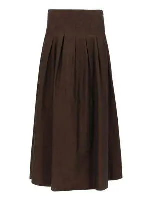 PT TORINO Pleated Midi Skirt - Brown