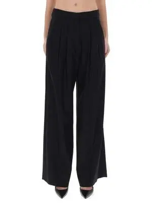 PT TORINO High-rise Pleated Wide-leg Trousers - Black