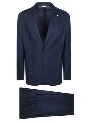 MANUEL RITZ Linen Suit For Single-breasted - Blu