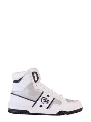 CHIARA FERRAGNI High Top Sneakers - Silver