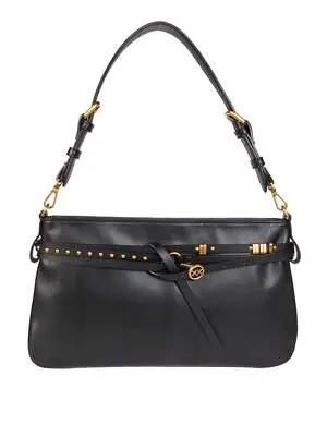Pinko Studded Leather Shoulder Bag - Nero