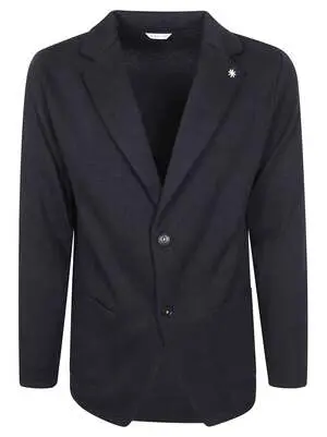 MANUEL RITZ Patch-pocket Lapel Collar Cardigan - Blu