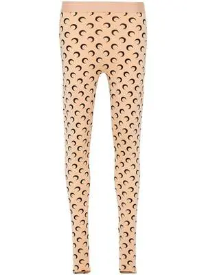 MARINE SERRE Allover Moon Print Stirrup Leggings - Beige