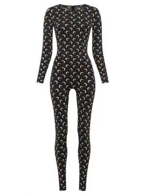 MARINE SERRE Slim Fit Moon Print Jumpsuit - Black